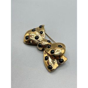 Carolee | Jewelry | Vintage Carolee Bow Pin Brooch Gold Tone With Black ...
